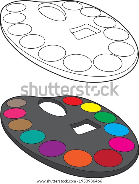 Paint Pallet Stationary Vector Drawings Cartoon Stock Vector (Royalty ...