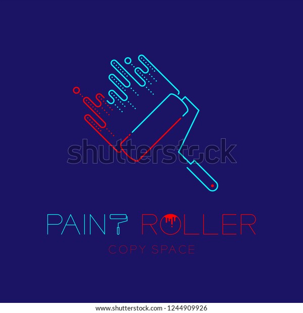 Paint Roller Logo Icon Outline Stroke Stock Vector (Royalty Free ...