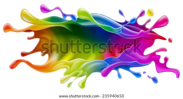 A paint splash colorful rainbow paint or ink design
