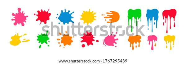 Paint Splatter Colorful Set Round Splash Stock Vector (Royalty Free ...