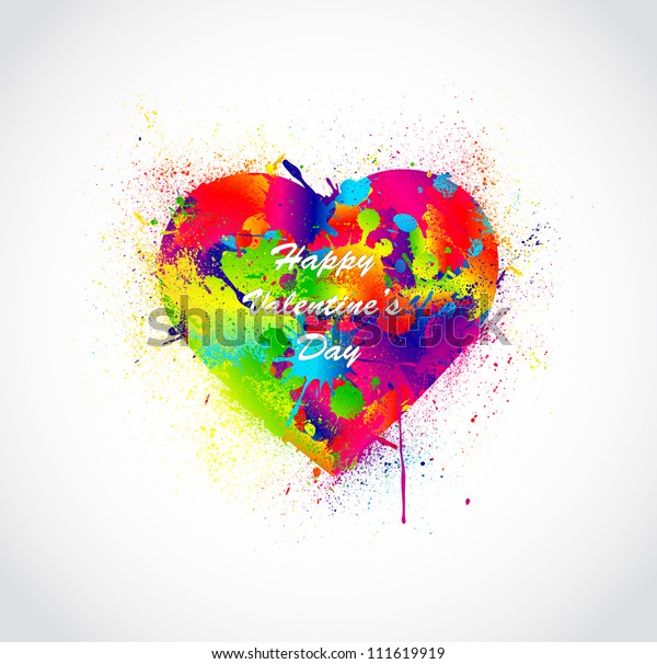 Paint Splatter Heart Vector Illustration: vector de stock (libre de ...
