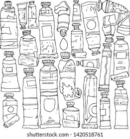 Paint Tubes Line Ink Set Stock Vector (Royalty Free) 1420518761 ...