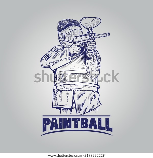 Paintball Gun Player Line Art Vector Stock Vector (Royalty Free ...
