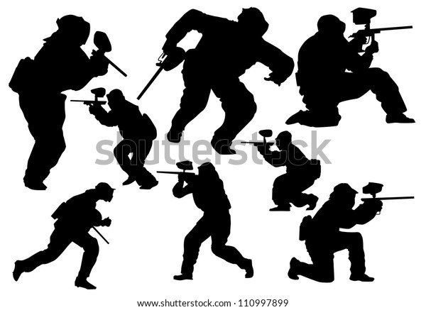 Paintball Players Vector Silhouette Stock Vector (Royalty Free) 110997899 Paintball Players Vector Silhouette Stock Vector (Royalty Free) 110997899