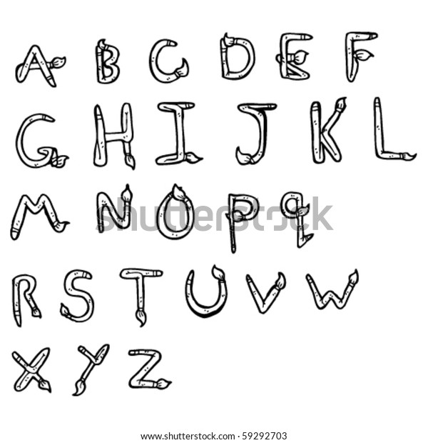 Paintbrush Shaped Alphabet Drawing Stock Vector (Royalty Free) 59292703 ...