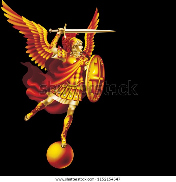 Painted Attacking Angel On Black Background Stock Vector (Royalty Free ...