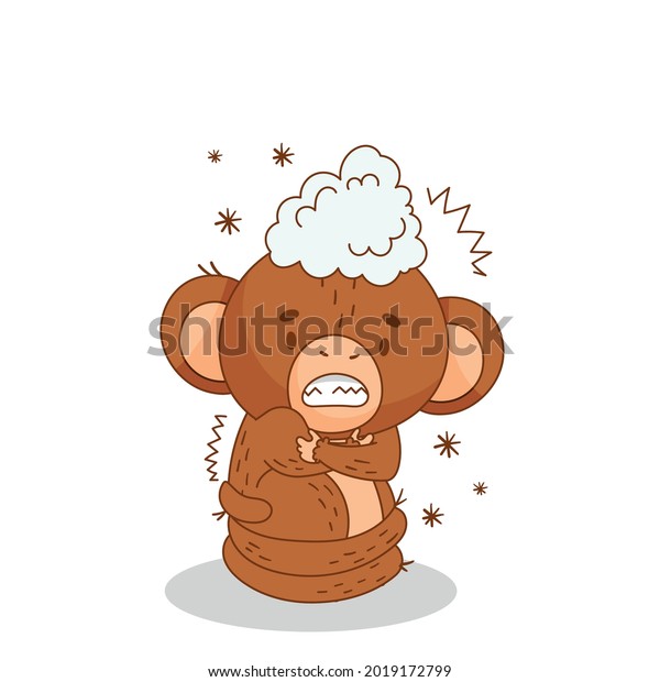 Painted Monkey Shivering Cold Frost Snow Stock Vector (Royalty Free ...