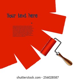 Painted Surface Roller Red Paint Stock Vector (Royalty Free) 256028587 ...