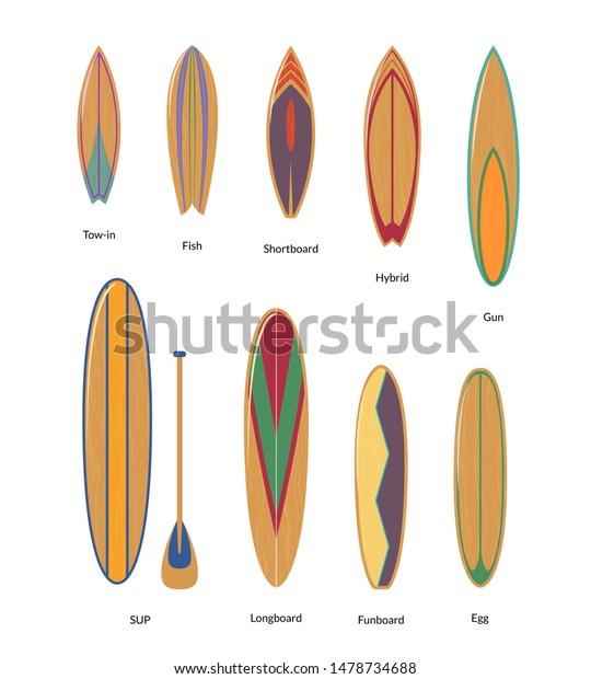 Painted Surfboards Wooden Texture Set Surfers Stock Vector (Royalty ...