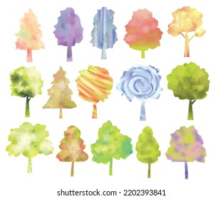 Painted Tree Cartoon Collection Set Stock Vector (Royalty Free ...