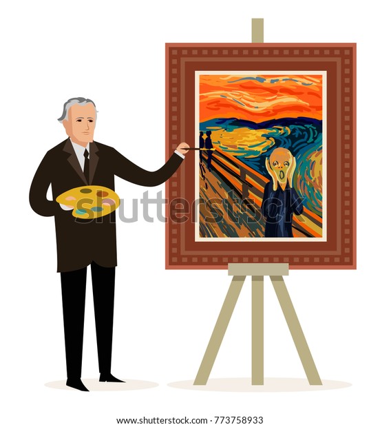 Painter Painting Expressionist Man Screaming Stock Vector (Royalty Free ...