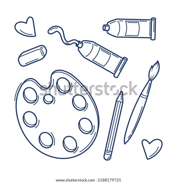 Painting Art Tools Line Vector Artistic Stock Vector (Royalty Free ...