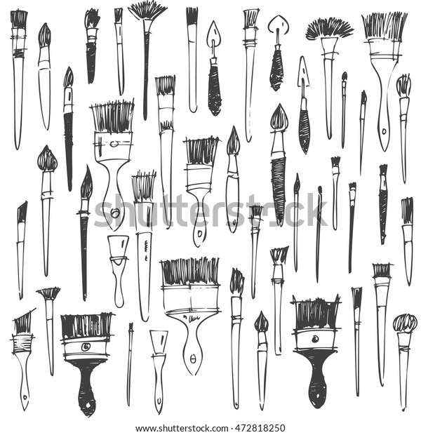 Painting Brushes Trace Hand Drawing Graphic Stock Vector (Royalty Free ...