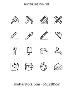 Painting Flat Icon Set Collection High Stock Vector (Royalty Free ...