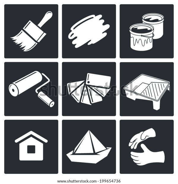 Painting Work Icon Set Stock Vector (Royalty Free) 199654736 | Shutterstock