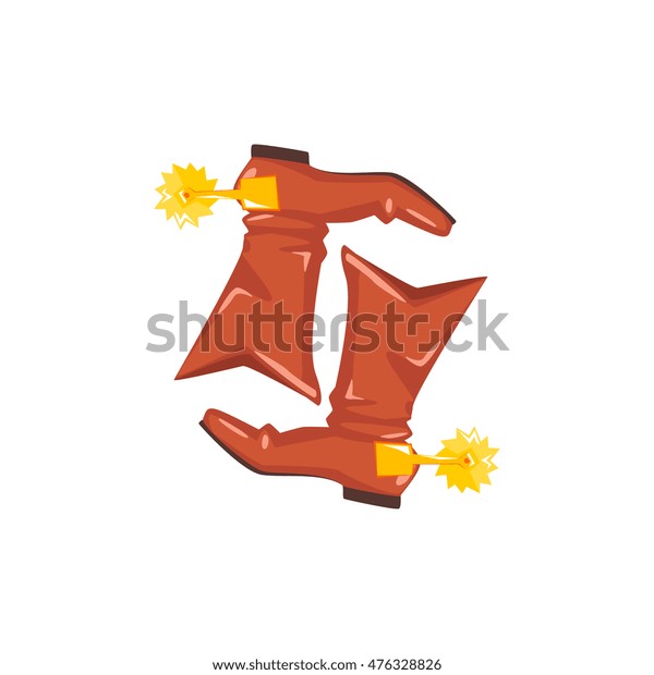 Pair Cowboy Boots Spur Drawing Isolated Stock Vector (Royalty Free ...