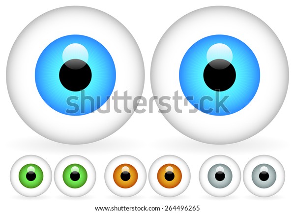 Pair Eyes 4 Bright Colors Stock Vector (Royalty Free) 264496265