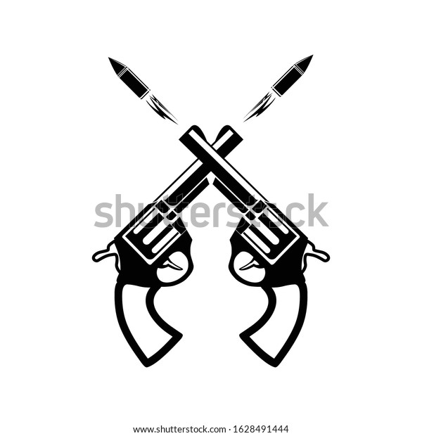 Pair Guns Crossed Flying Bullet On Stock Vector (Royalty Free ...
