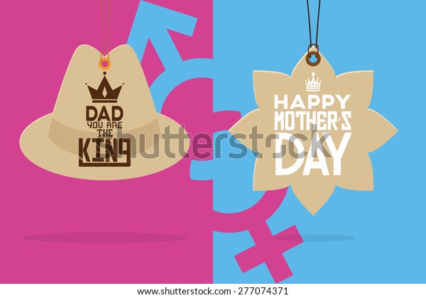 Pair Labels Text Mother Fathers Day Stock Vector (Royalty Free ...