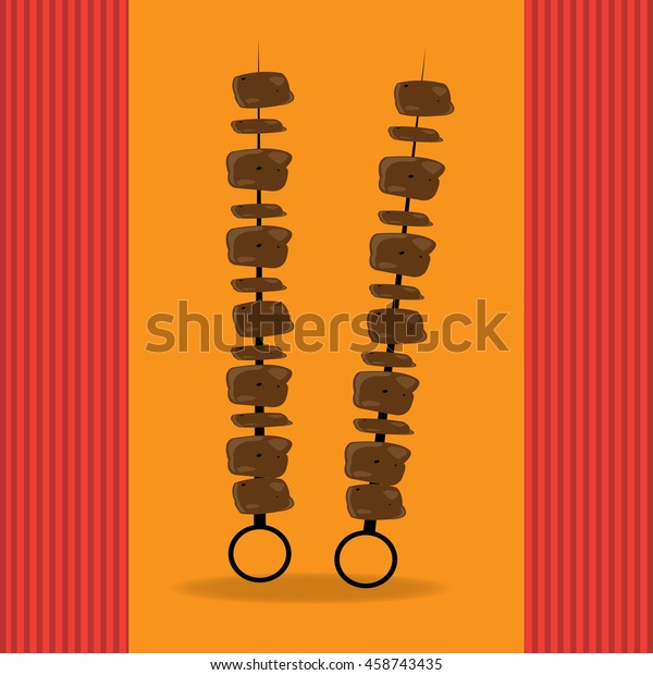 Pair Sticks Roasted Meat Retro Fast Stock Vector (Royalty Free ...