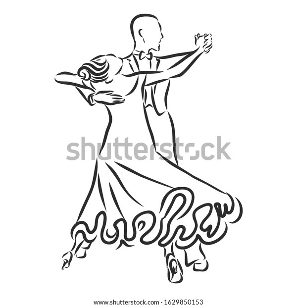 Pair Waltz Dancers Vector Sketch Illustration: vector de stock (libre ...