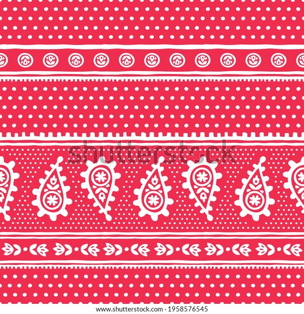 Paisley Block Printing Seamless Pattern Indian Stock Vector (Royalty ...