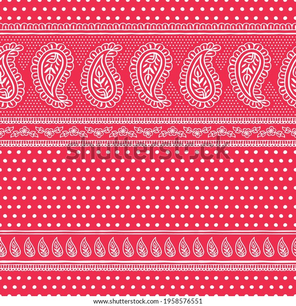 Paisley Block Printing Seamless Pattern Indian Stock Vector (Royalty ...