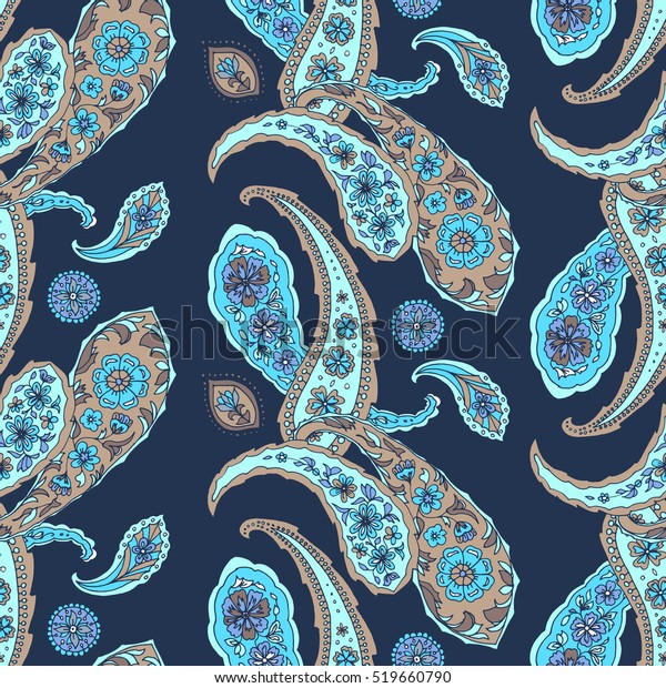 Paisley Pattern Blue Color Palette Seamless: เวกเตอร์สต็อก (ปลอดค่า ...
