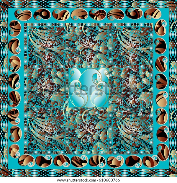 Paisley Pattern Border Background Illustration 3d Stock Vector (Royalty ...