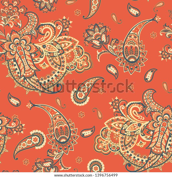 Paisley Seamless Pattern Colorful Vector Textile Stock Vector Royalty