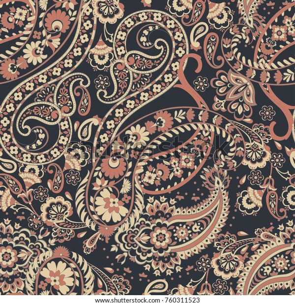 Paisley Seamless Pattern Damask Vector Background Stock Vector (Royalty ...