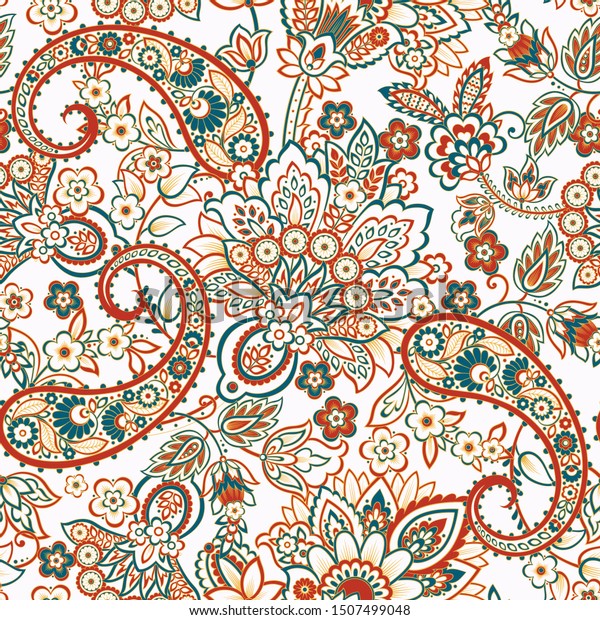 Paisley Seamless Pattern Fabric Design Stock Vector (Royalty Free ...