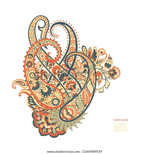 Paisley Vector Pattern Isolated Asian Illustration Stock Vector ...