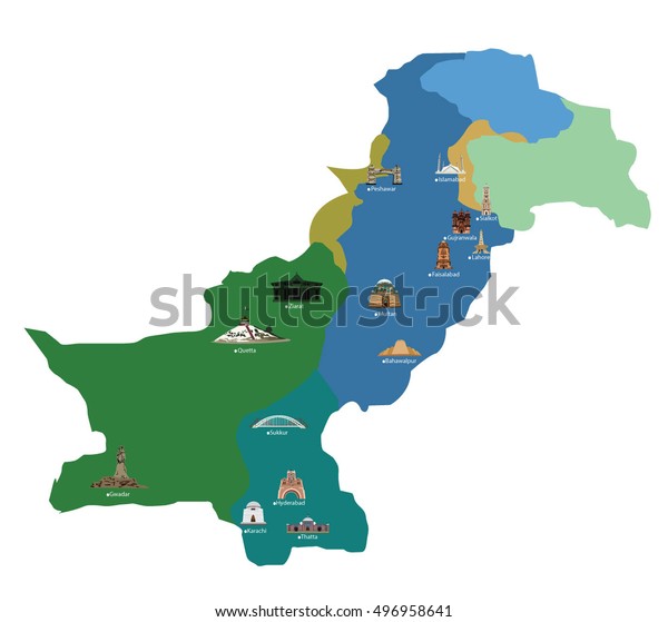 Pakistan Buildings On Map Stock Vector (Royalty Free) 496958641