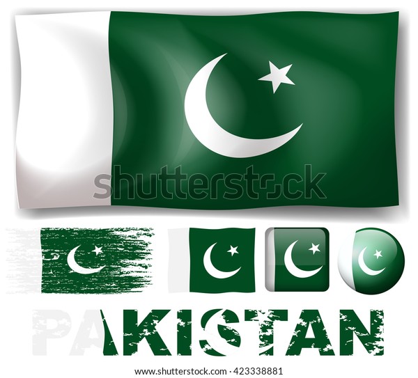 Pakistan Flag Different Designs Illustration: เวกเตอร์สต็อก (ปลอดค่า ...