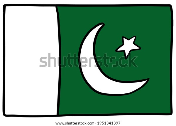 Pakistan Flag Doodle Hand Drawing Sketch: เวกเตอร์สต็อก (ปลอดค่า ...