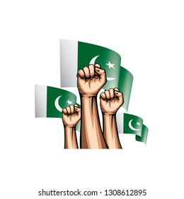 Pakistan Flag Hand On White Background Stock Vector (Royalty Free ...