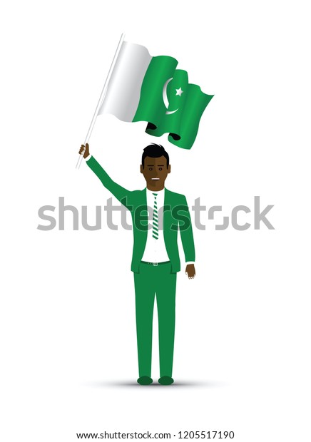 Pakistan Flag Waving Man Stock Vector (Royalty Free) 1205517190 ...