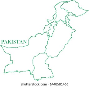 Pakistan Green Line Map Vector Stock Vector (Royalty Free) 1448581466