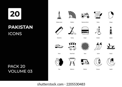 Pakistan Icons Collection Set Vector Line Stock Vector (Royalty Free ...
