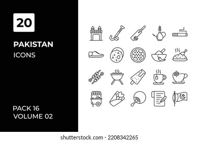 Pakistan Icons Collection Set Vector Line Stock Vector (Royalty Free ...