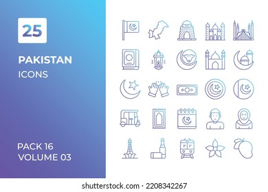 Pakistan Icons Collection Set Vector Line Stock Vector (Royalty Free ...