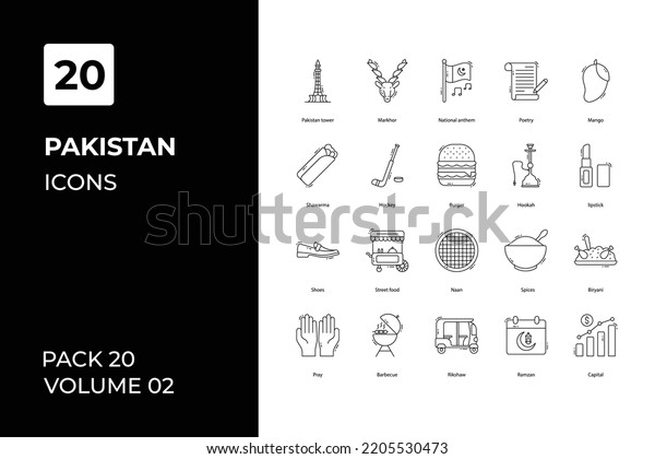 Pakistan Icons Collection Set Vector Line Stock Vector (Royalty Free ...