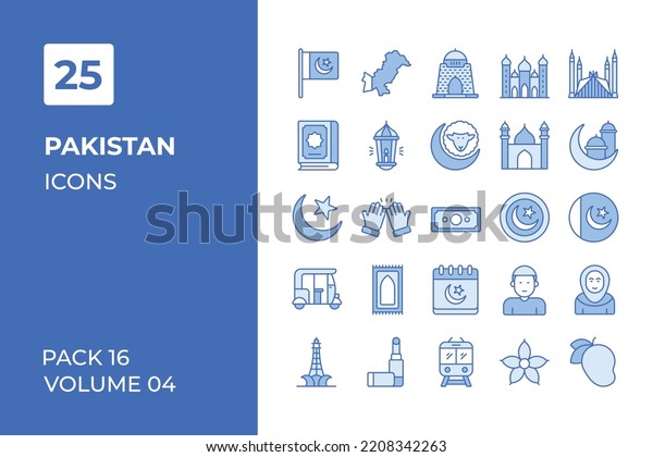 Pakistan Icons Collection Set Vector Line Stock Vector (Royalty Free ...