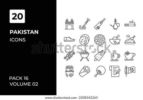 Pakistan Icons Collection Set Vector Line Stock Vector (Royalty Free ...