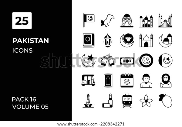 Pakistan Icons Collection Set Vector Line Stock Vector (Royalty Free ...