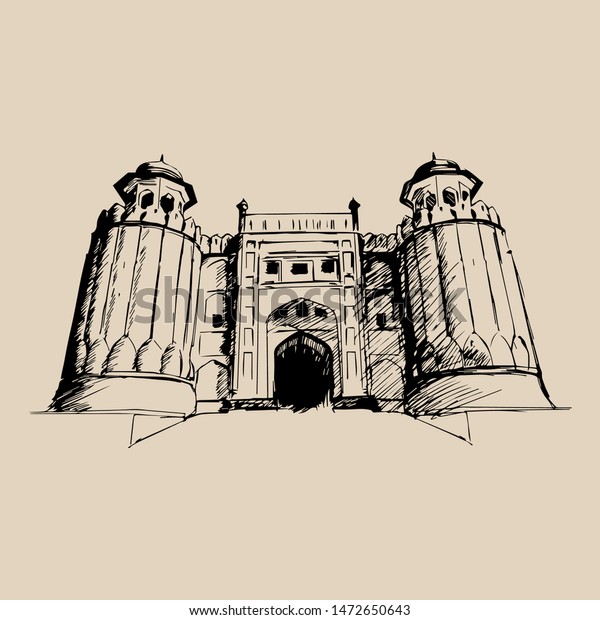 Pakistan Landmarks Vector Pen Ink Sketch: vector de stock (libre de ...