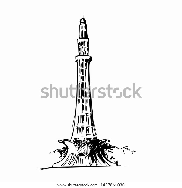Pakistan Landmarks Vector Sketch Back White 库存矢量图（免版税）1457861030 ...