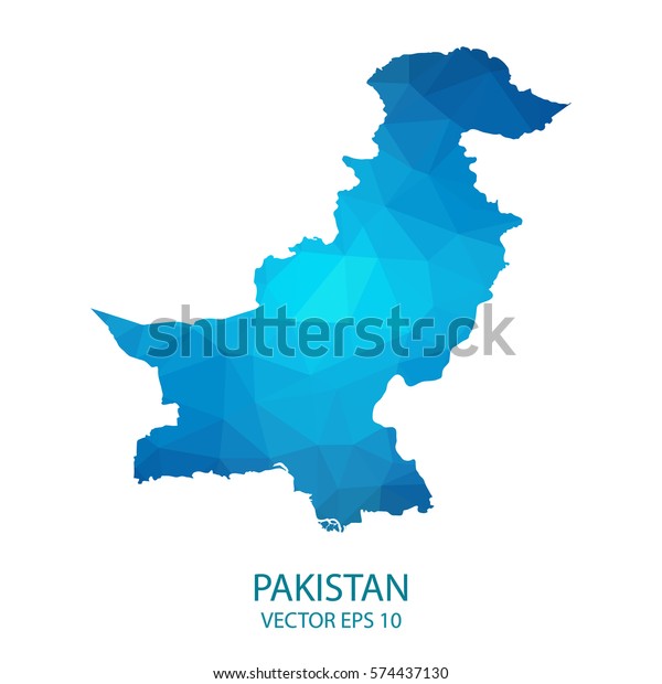 Pakistan Map Blue Geometric Rumpled Triangular Stock Vector (Royalty ...