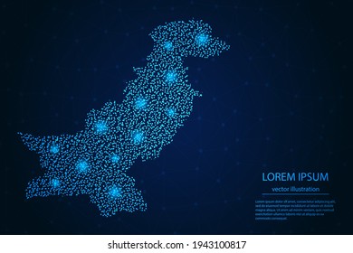 Pakistan Map Point Blue Glowing Stars Stock Vector (Royalty Free ...